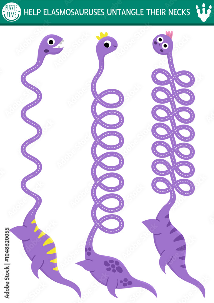 Vector handwriting practice worksheet with dinosaurs. Untangle ...