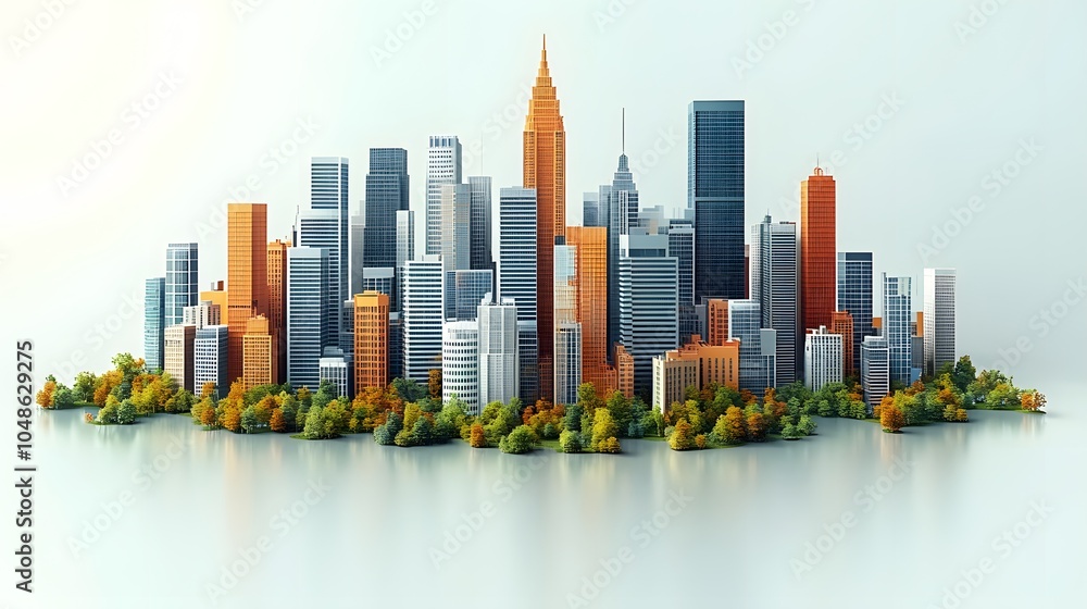 Sustainable city with carbon capture towers, eco-friendly tech ...