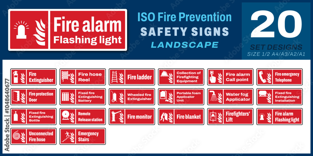 20 set fire prevention safety signs v18_fire alarm flashing light ...
