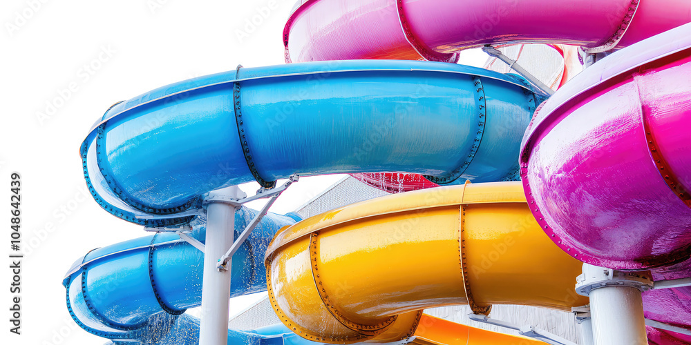 Colorful water slide spiral tube tunnel, aqua park isolated on ...