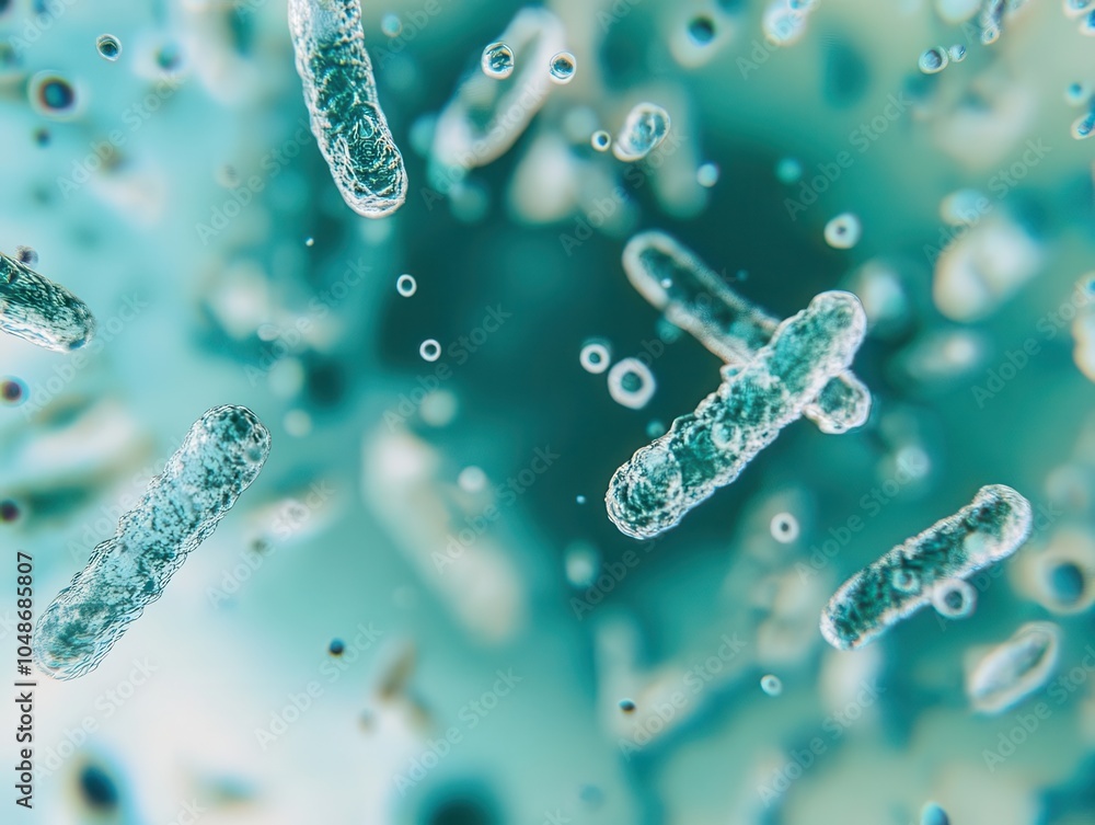 microscopic view of probiotics and bacteria, showcasing escherichia ...