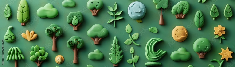 Create a series of 3D clay icons that represent various social media ...