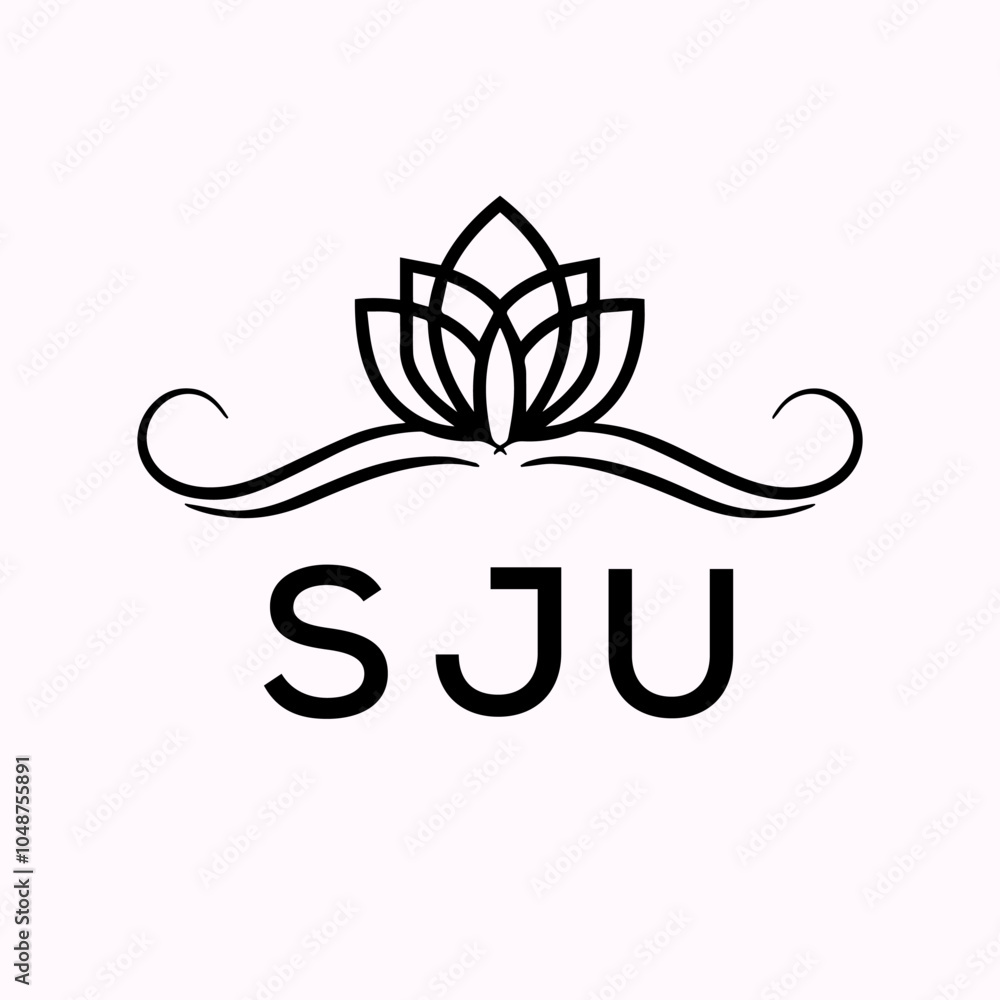 SJU letter logo design with black background in illustrator, vector ...