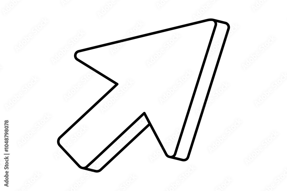 Hand drawn cute outline illustration of mouse cursor. Flat vector interface arrow line art ...