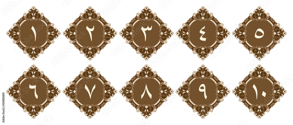arabic numerals with ornament. Arabic numerals with premium border ...