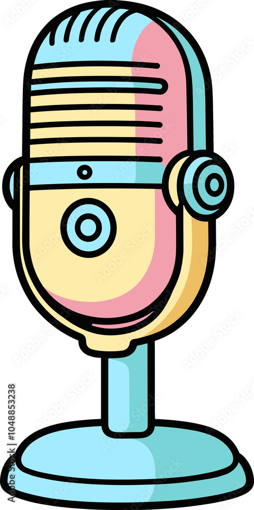 Cute microphone cartoon illustration isolated on transparent background ...