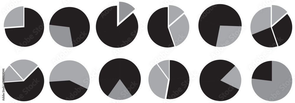 sections pie chart infographic elements set. Clipart image isolated on ...