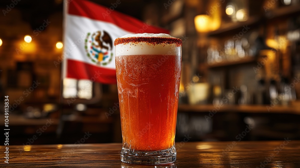 Authentic Michelada Mexican Beer Cocktail with Salt Rim and Lime in ...