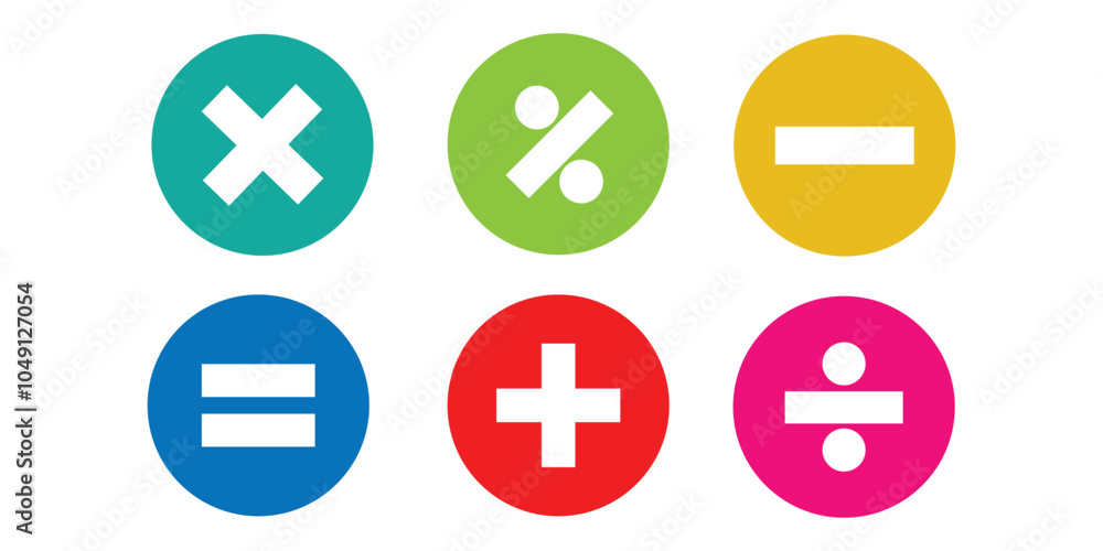 Mathematical Icon Set - Includes plus, minus, multiply, divide, equals ...
