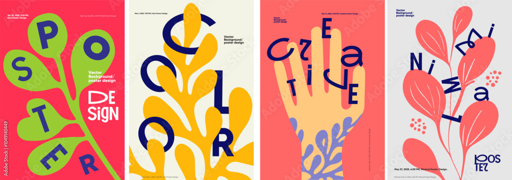 Bold poster set with organic shapes and vibrant typography. Combines ...