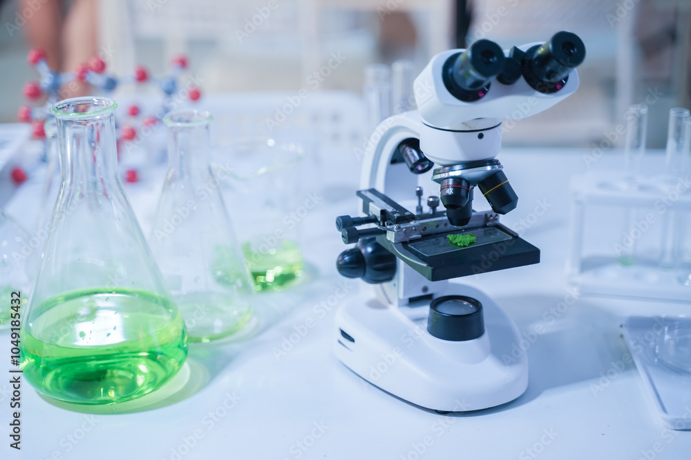 Microscope camera and Tubes in laboratory, technology test and lab ...