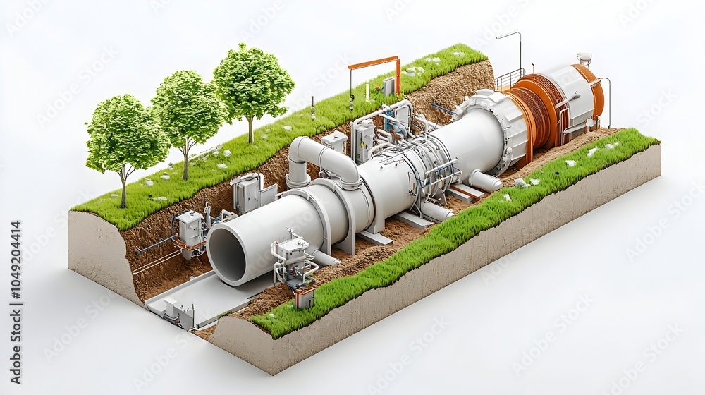 ภาพประกอบ Stock Cross Section of Underground Sewer Pipeline ...