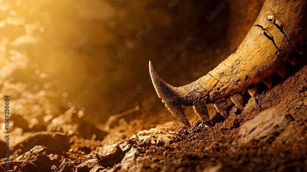 Therizinosaurus Claw Fossil Showcased in Close up with Intricate Curves ...