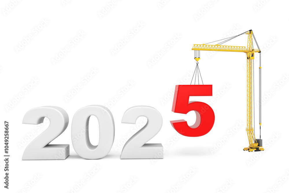 Build the Future Concept. Tower Crane with 2025 Year Sign. 3d Rendering ...