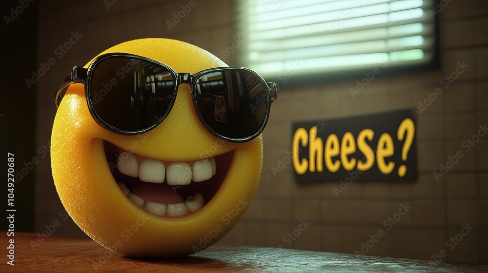 A smiley face with sunglasses, grinning widely and showing all its ...