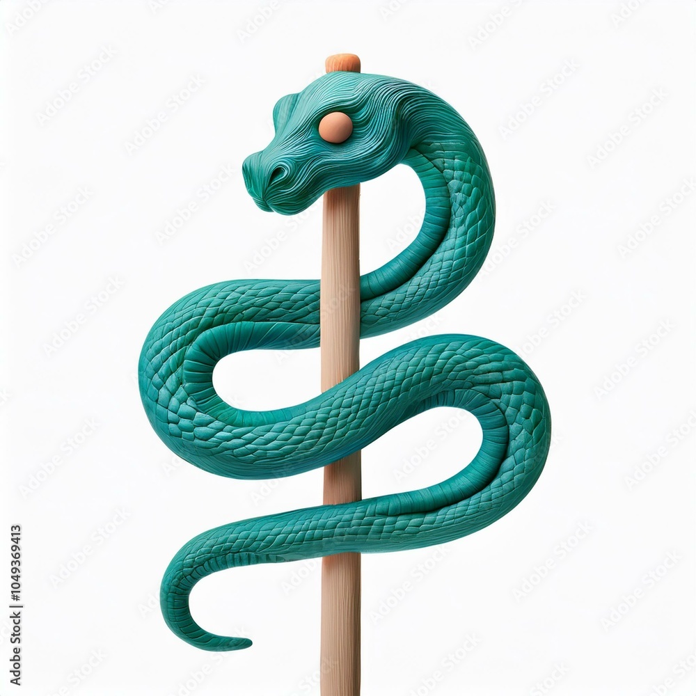 medical snake pole symbol from plasticine modeling clay isolated on ...