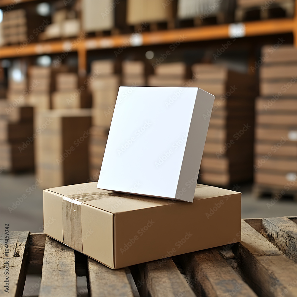 Efficient Warehouse Logistics with Stacked Cardboard Boxes for Shipping ...