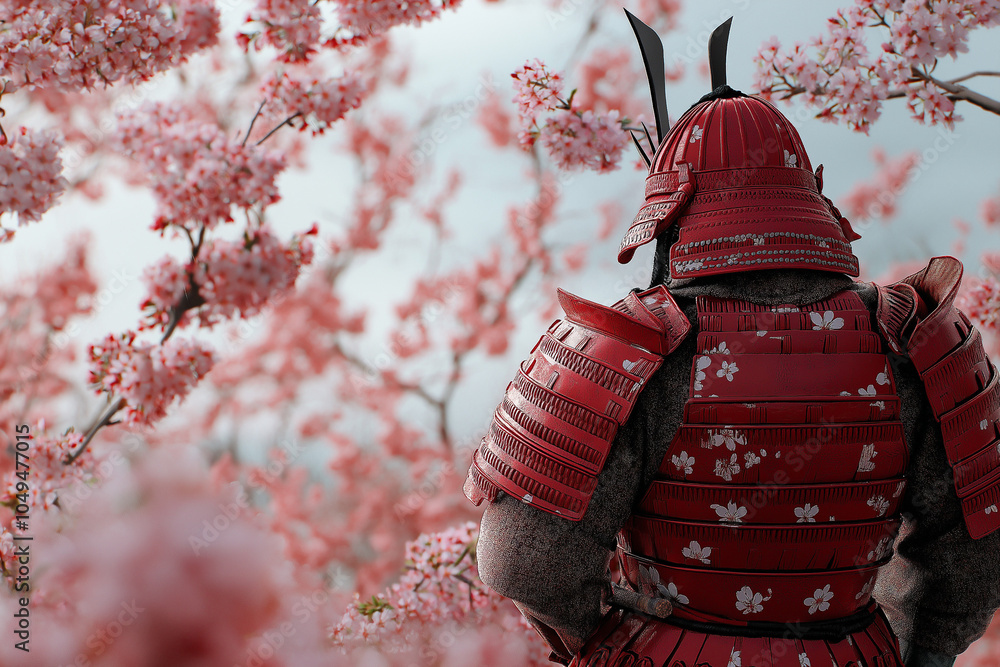 Samurai in Red Lacquered Armor Stands with Their Katana: A Fearsome ...