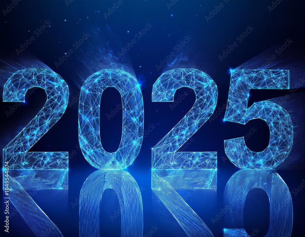 Glowing blue wireframe numbers Glowing blue wireframe numbers