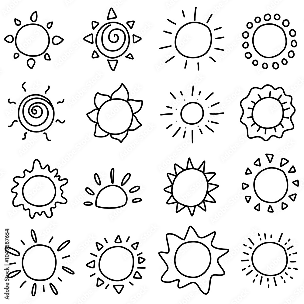 Dibujo de soles sin fondo, formato PNG, doodles, dibujo de sol Stock ...