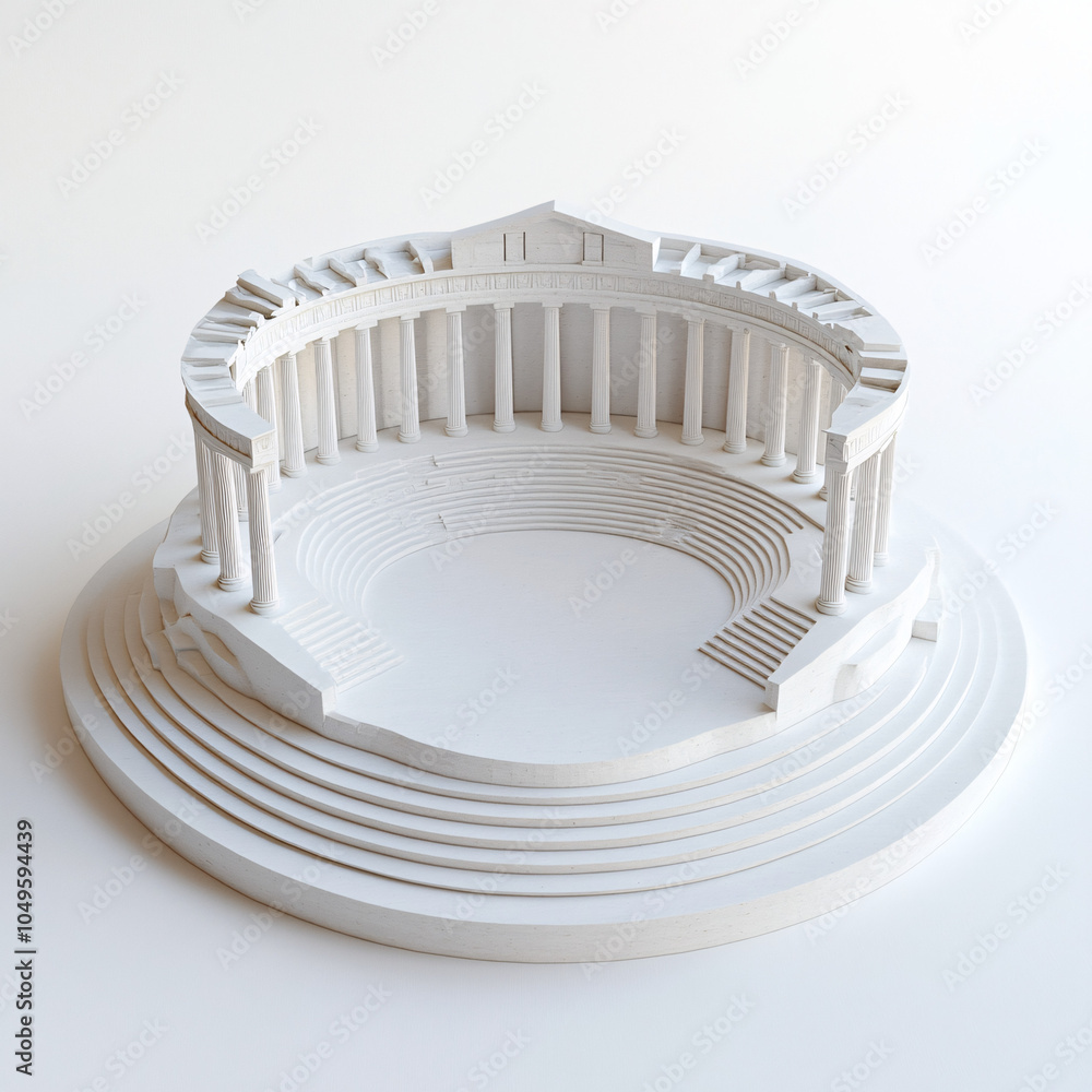 white ancient greek theater stage model render 3d illustration Stock ...