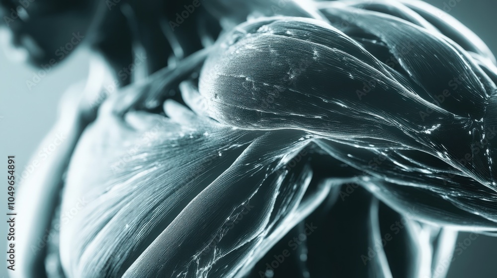 This detailed representation highlights the contraction of muscle ...