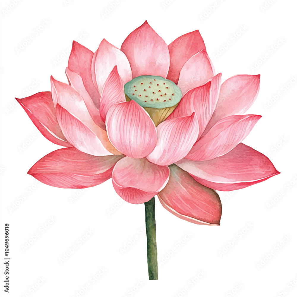 lotus flower watercolor clipart illustration Stock Vector | Adobe Stock