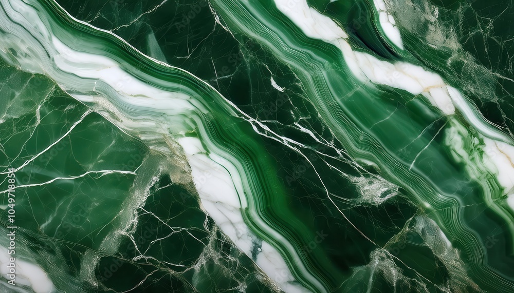 Rich Emerald Green Marble Texture with Elegant White and Golden Veining ...