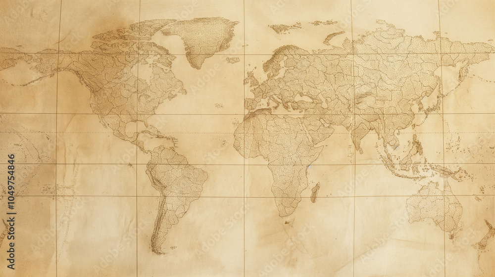 Vintage world map with faded colors and antique texture, Old map paper ...