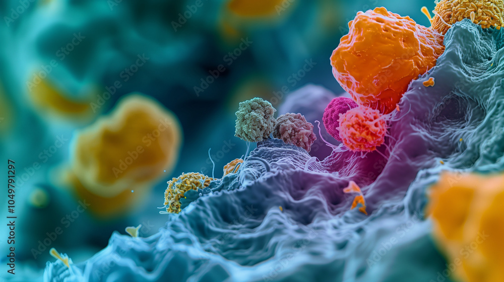 Microscopic view of a cell undergoing apoptosis, nucleus shrinking and ...