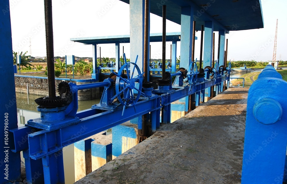 water gate structure made of sturdy iron, irrigation water gate in the ...