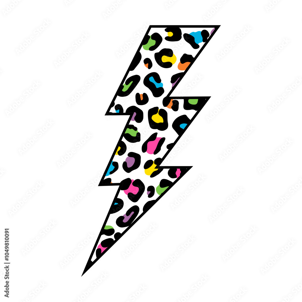 Lightning bolt leopard print svg cut file. Isolated vector illustration ...