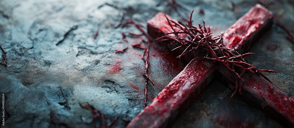 Crucifix crafted from blood crowned with thorns Good Friday Easter ...