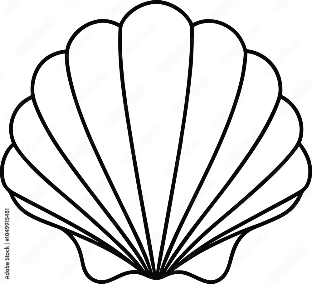 Seashell line art vector, Sea animal outline drawing, seashell sketch ...