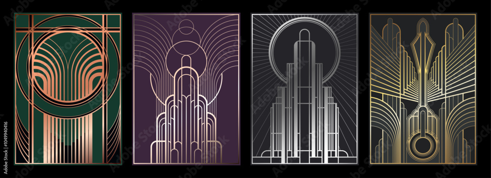 Streamline Moderne Backgrounds, 1930s Style Decorative Ornamental ...