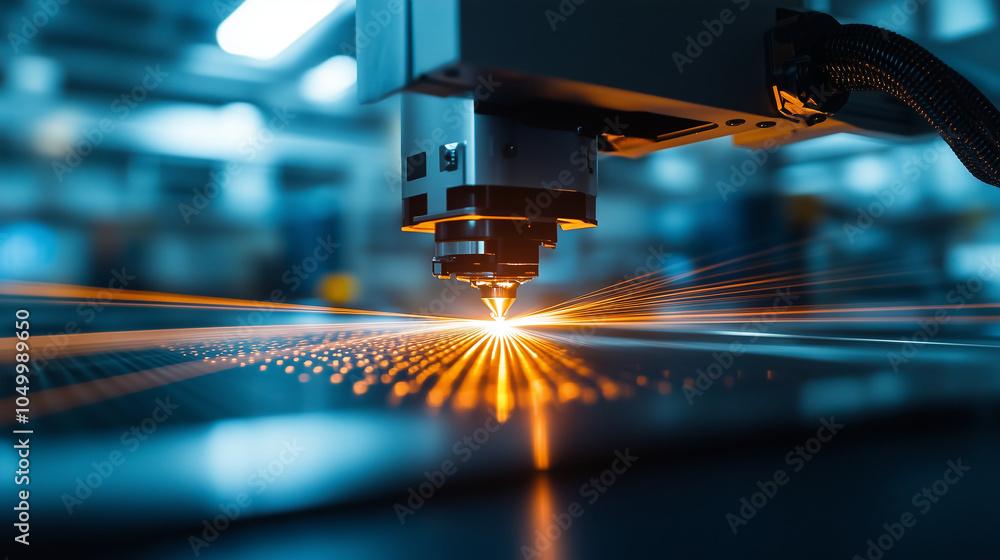Inside a high-tech factory, a DMLS (Direct Metal Laser Sintering) 3D ...