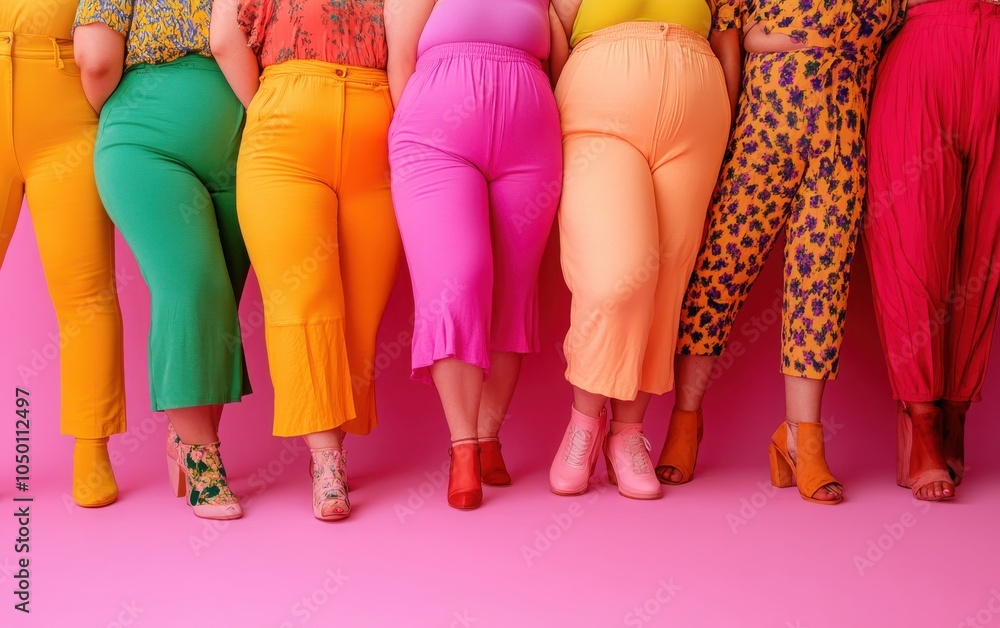 A colorful depiction of women of diverse body types, shown from the ...