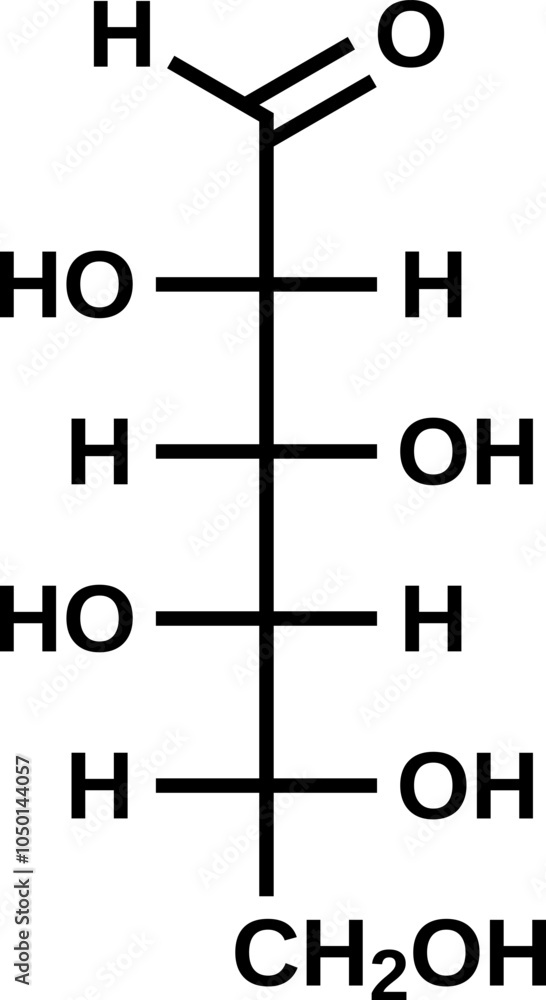 D-Idose structural formula in Fischer projection without carbon atoms ...