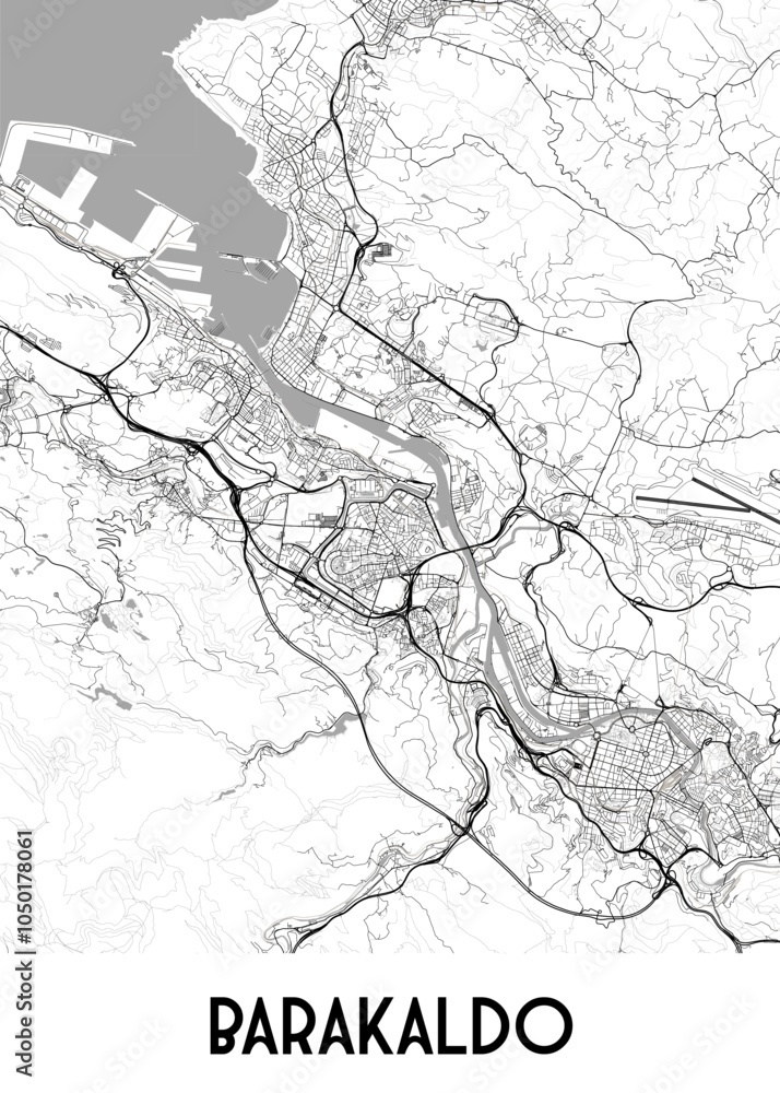Map of Barakaldo, a city in Spain. The map showcases the city's layout ...