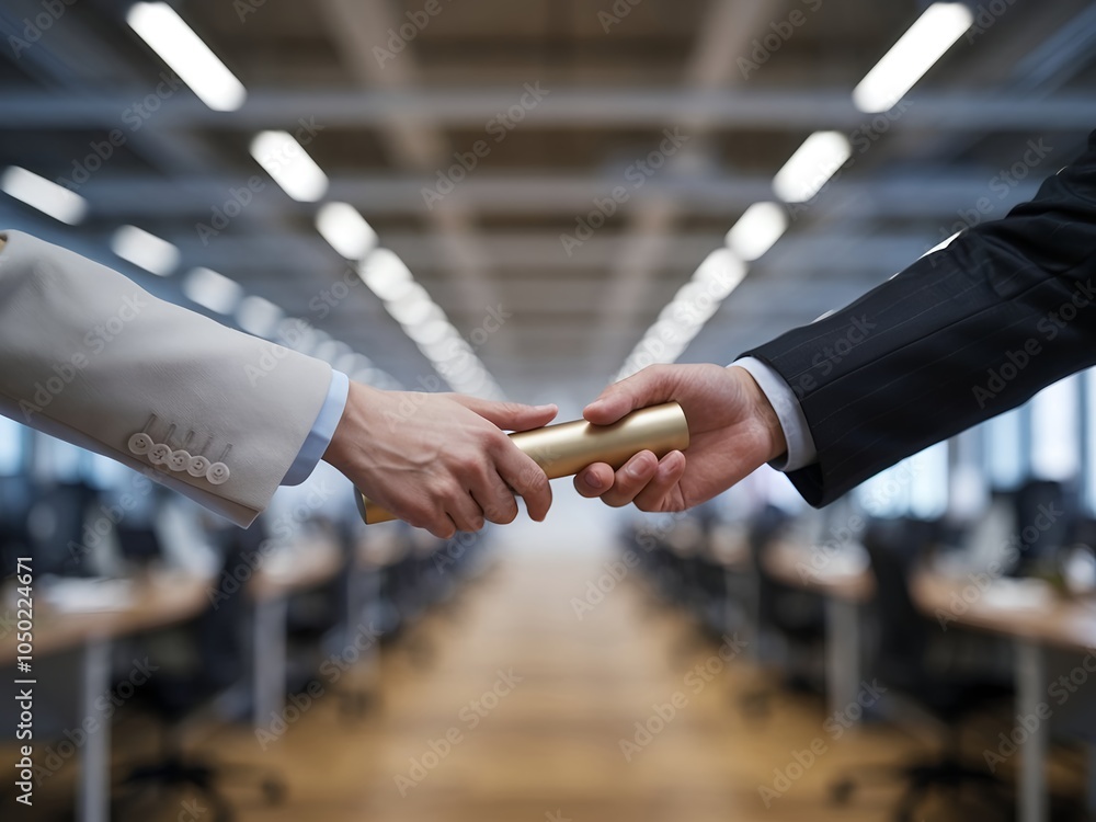 Hands passing relay baton close-up, symbolizing smooth teamwork ...