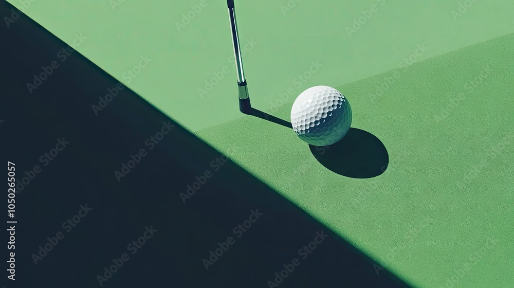 Golf ball sitting just beside the hole on a pristine green, perfectly ...