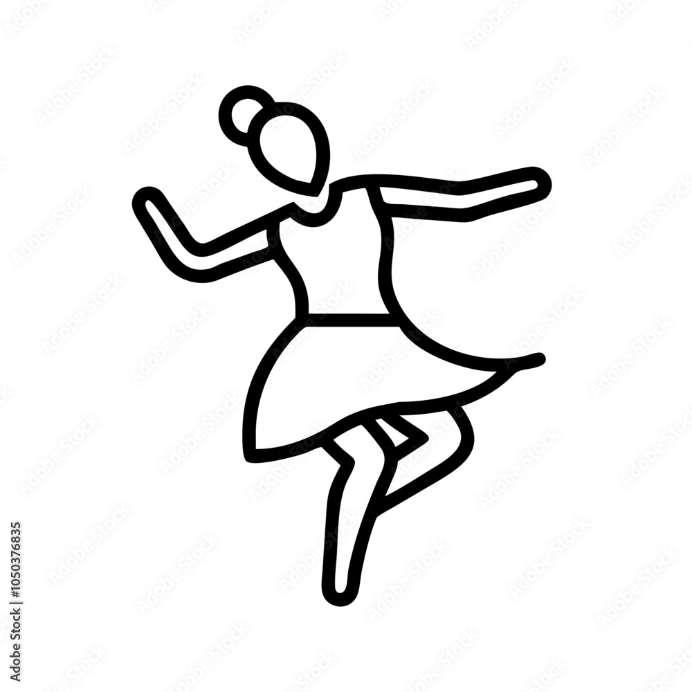 Stylized Minimalistic Dancing Figure with Raised Arms and Bent Leg ...