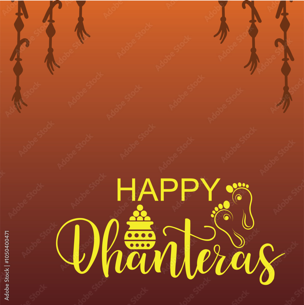 Happy Dhanteras typography. Hindu Auspicious Festival. Text for Happy ...