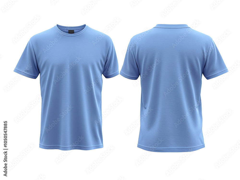 plain light blue t-shirt mockup template, front and back view isolated ...