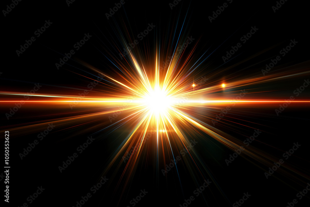 Gold lens flare effects, on a black background, for overlay or screen ...