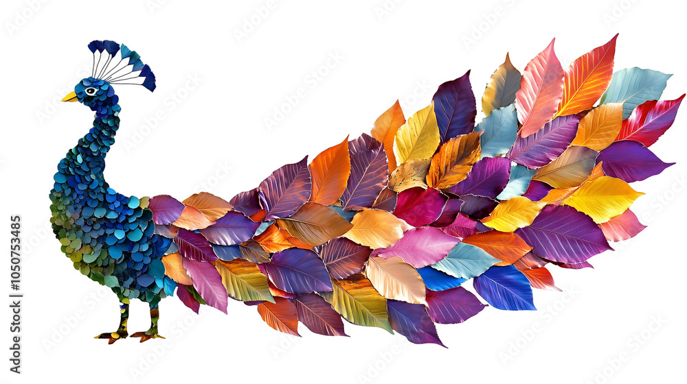 Leaf Art representing Peacock Stock Photo | Adobe Stock