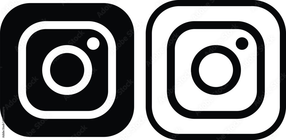 Instagram logo icon in flat line set. symbol for smartphone. editorial ...