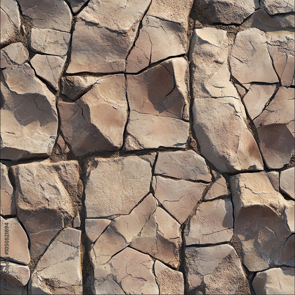 Seamless cracked earth texture, flat cracks and ridges, tileable for ...