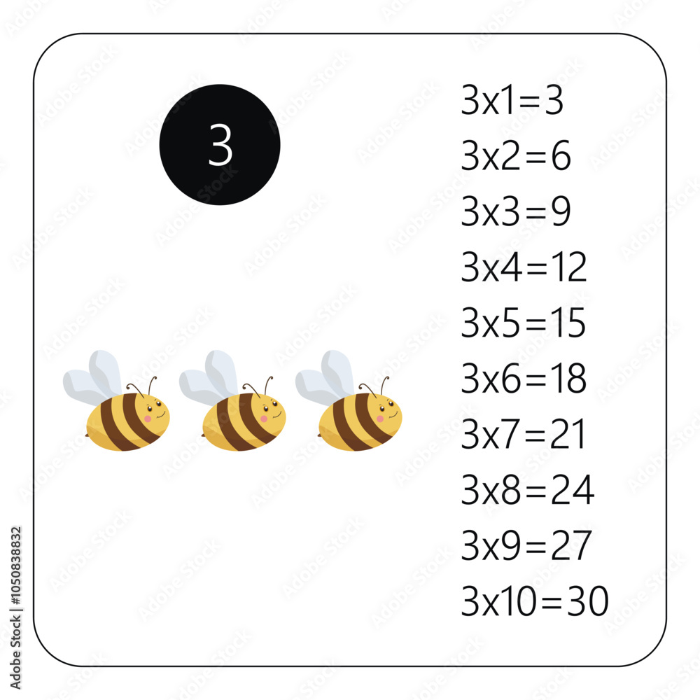 Multiplication Square. School vector illustration with bee ...
