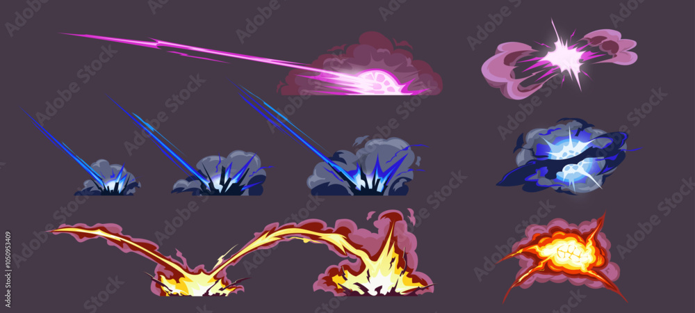 Vektor Weapon visual effects, explosion from artillery shell, rocket or ...